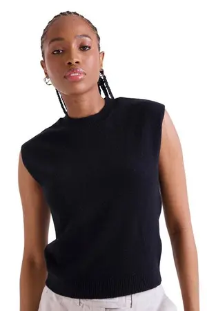 1982 Zarah Crew Neck 100% Cashmere Vest - Black