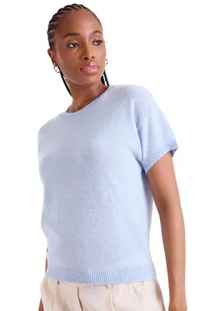 1982 Esme Short Sleeve Cashmere Top - Azure