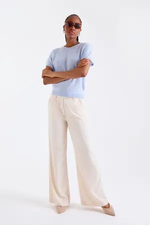 1982 Esme Short Sleeve Cashmere Top - Azure
