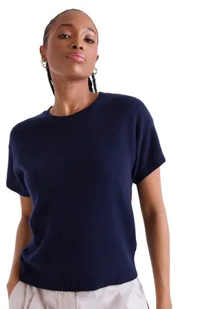1982 Esme Short Sleeve Cashmere Top - Navy