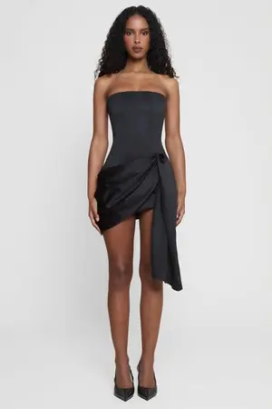 LEAU Solara Satin Corset Mini Dress - Black