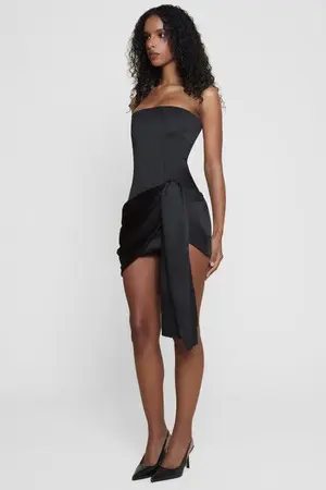 LEAU Solara Satin Corset Mini Dress - Black