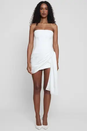 LEAU Solara Satin Corset Mini Dress - White