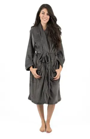 LEVERET Fleece Robe Gray