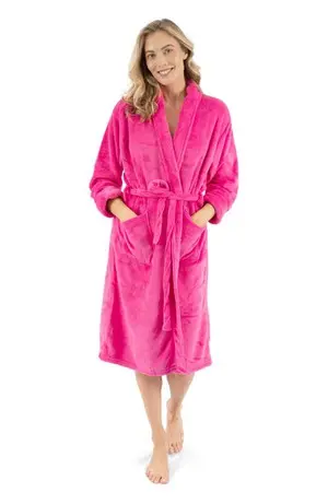 LEVERET Fleece Robe Hot Pink