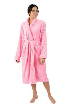 LEVERET Fleece Robe Light Pink