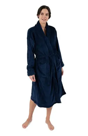 LEVERET Fleece Robe Navy