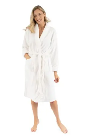 LEVERET Fleece Robe Off White