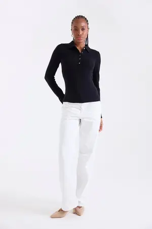 1982 Amaya Button 100% Cashmere Polo Top