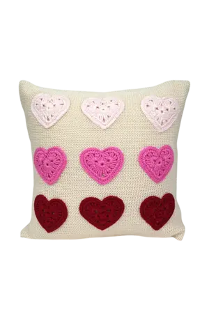 MELANGE COLLECTION 10" Valentine Heart Pillow - Ivory, Pink And Red