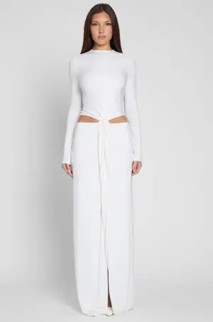 LEAU Jersey Knit Maxi Gown - White