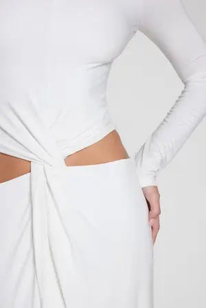 LEAU Jersey Knit Maxi Gown - White