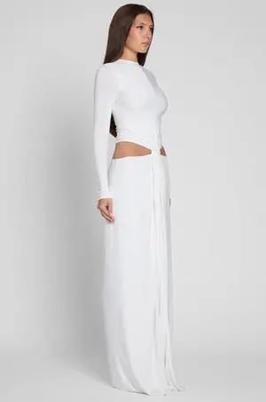 LEAU Jersey Knit Maxi Gown - White