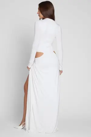 LEAU Jersey Knit Maxi Gown - White