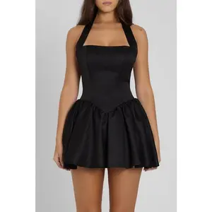 LEAU Hyades Halter Corset Mini Dress - Black
