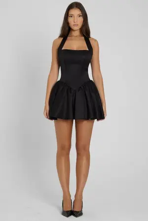 LEAU Hyades Halter Corset Mini Dress - Black