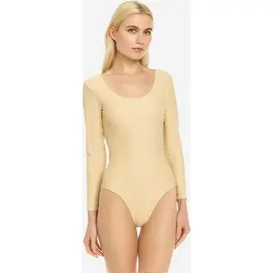 LEVERET Long Sleeve Leotard - Beige