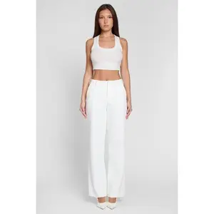 LEAU Classic Column Straight Trousers - White
