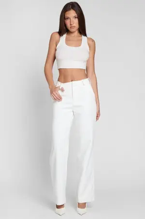 LEAU Classic Column Straight Trousers - White