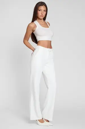 LEAU Classic Column Straight Trousers - White