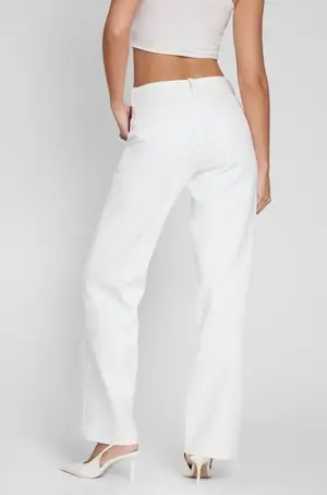 LEAU Classic Column Straight Trousers - White