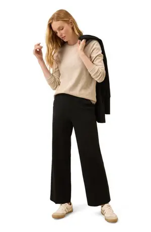 PACT Organic Cotton Pintuck Wide Leg Pants - Black