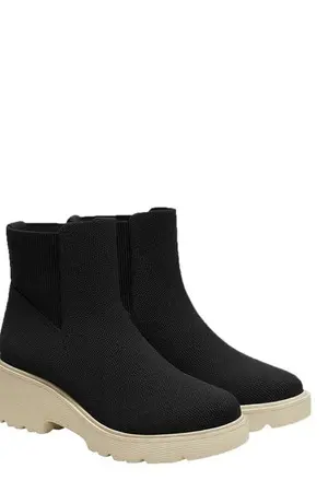 Vivaia Everly Round-toe Chunky Platform Travel Boots - Black-beige