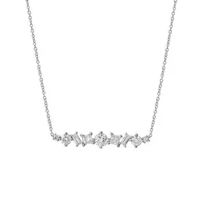LUVMYJEWELRY 14k Gold Lab Grown Diamond Bar Necklace - 14k White Gold