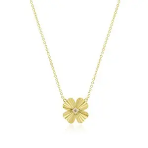 THE LOVERY FINE JEWELRY Fluted Four Leaf Clover Necklace - Gold