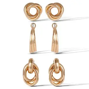 Jessica Simpson Mixed Shape Hoop Earring Set