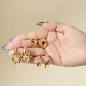 Jessica Simpson Mixed Shape Hoop Earring Set