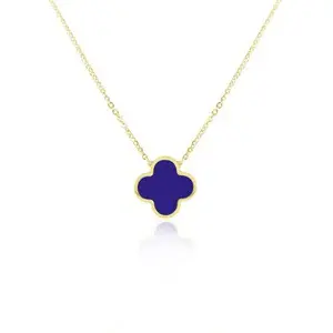 THE LOVERY Single Clover Lazuli Pendant Necklace - Lapis