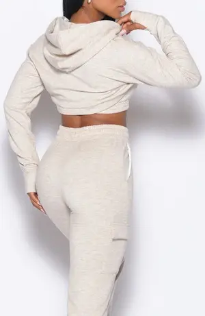 BOMBSHELL SPORTSWEAR Sweat Bolero Hoodie - Heathered Oatmeal