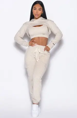 BOMBSHELL SPORTSWEAR Sweat Bolero Hoodie - Heathered Oatmeal