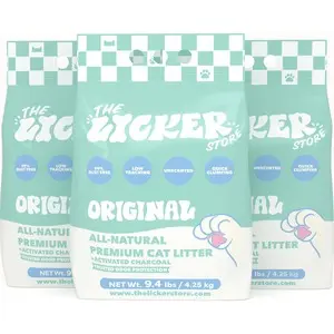 THE LICKER STORE Unscented Premium Clumping Bentonite Clay Cat Litter W/activated Charcoal - 28 Lb