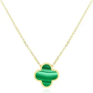 THE LOVERY FINE JEWELRY Single Clover Necklace - Malachite