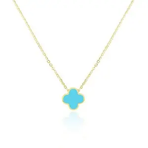 THE LOVERY FINE JEWELRY Single Clover Necklace - Turquoise