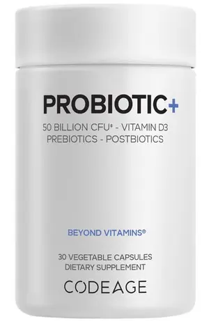 CODEAGE Probiotic+ 50b Cfu, 12 Strains, Prebiotic Fiber - White