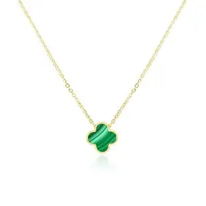THE LOVERY FINE JEWELRY Single Clover Necklace - Malachite