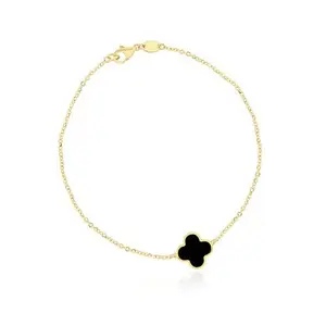 THE LOVERY FINE JEWELRY Single Clover Bracelet - Onyx