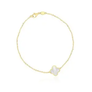 THE LOVERY FINE JEWELRY Clover Chain Bracelet - Mother Of Pearl
