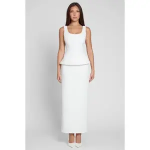 LEAU Column Maxi Skirt - White