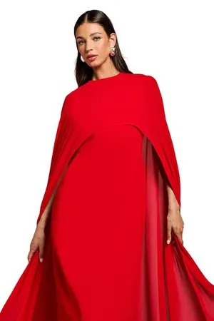 Coast Cape Sleeve Maxi Dress - Red