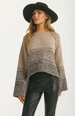 KNIT & LOUNGE Textured Gradient Knit Pullover