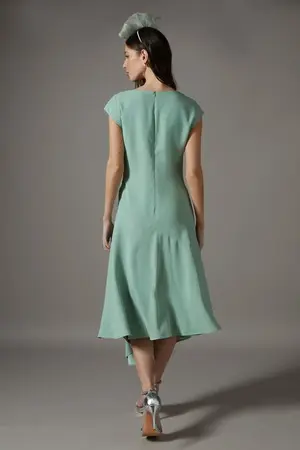 Coast Drape Side Cap Sleeve Midi Dress - Sage