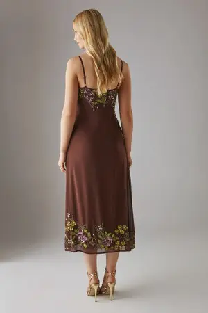 WAREHOUSE Embellished Strappy Sequin Midi Dress