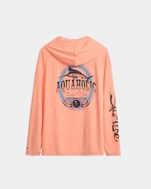 SALT LIFE Ocean Hooked Performance Hoodie - Grapefruit Heather