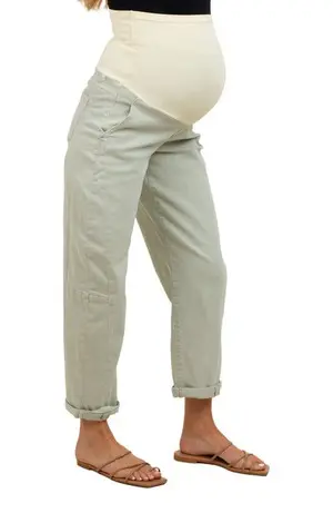 PINKBLUSH Rolled Cuff Barrel Leg Maternity Jeans