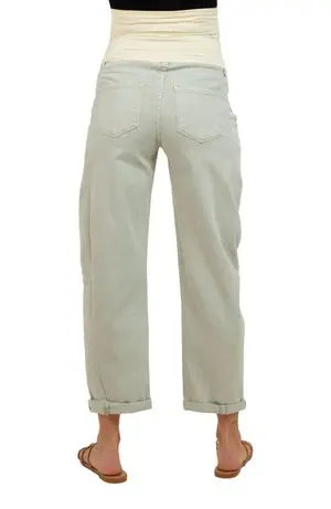 PINKBLUSH Rolled Cuff Barrel Leg Maternity Jeans