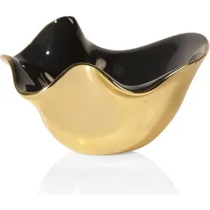 LUNARES Ruffled Bowl - Graphite/gold